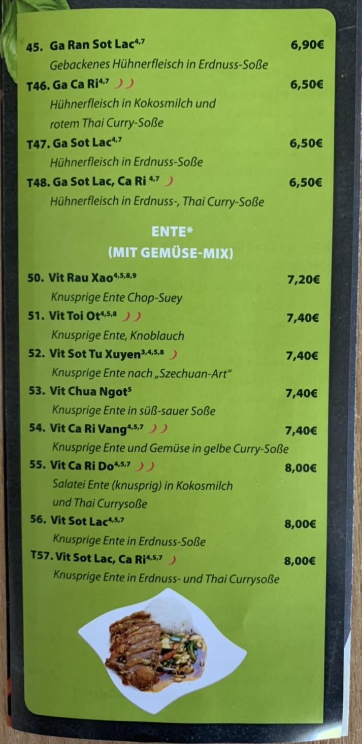 Menu at Asia Doan restaurant, Dannenberg