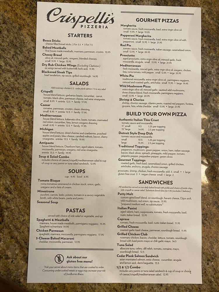 Menu at Crispelli's Bakery & Pizzeria - Clarkston, Clarkston