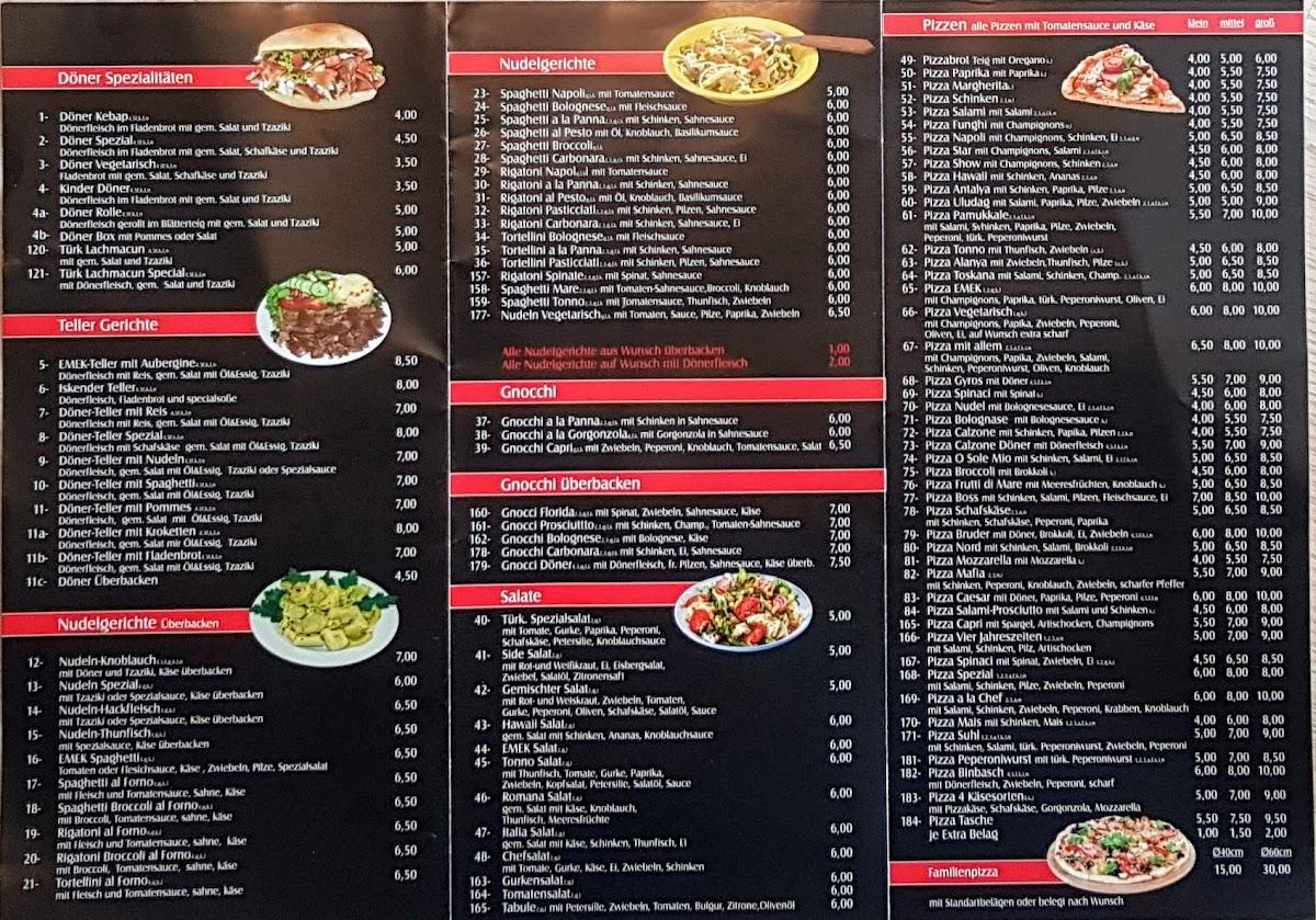 Speisekarte von EMEK Döner-Pizza-Pasta Haus, Suhl