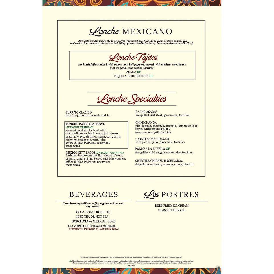 Carta de Moctezuma's Mexican Restaurant, Tukwila