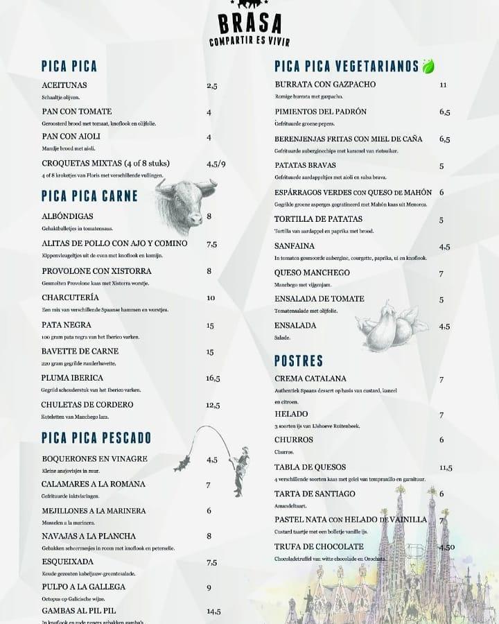 Menu at Restaurant Brasa, Amersfoort