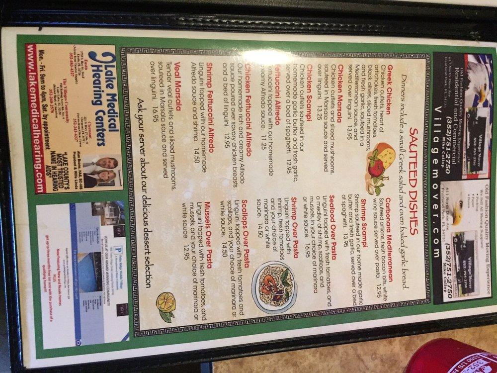 Carta de pizzería Stavros and Sons, Fruitland Park
