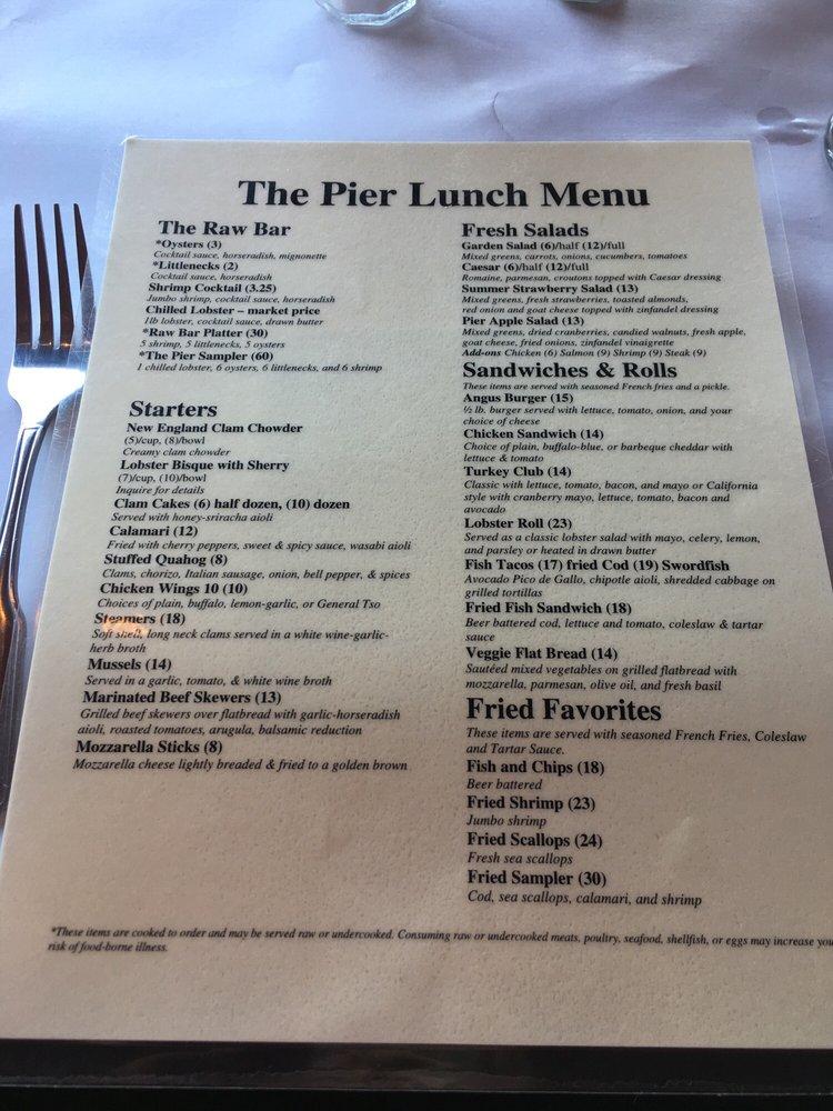 Menu at The Pier Restaurant of Newport, Newport, 10 Howard Wharf