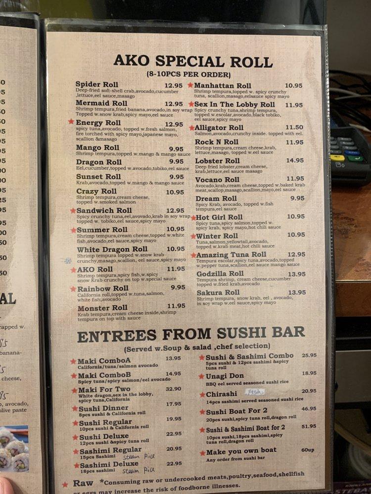 Menu at Ako Sushi & Seafood restaurant, Titusville