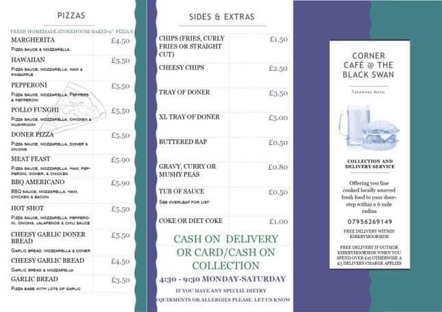 Menu at Black Swan pub & bar, Kirkbymoorside, The Black Swan