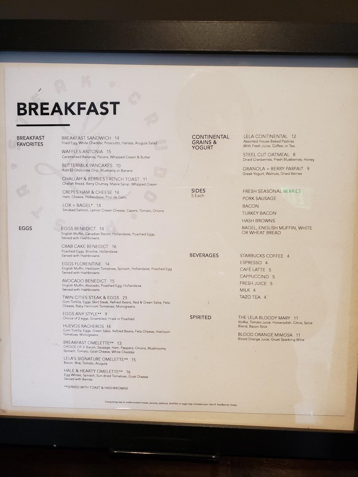 Menu at Lela pub & bar, Bloomington