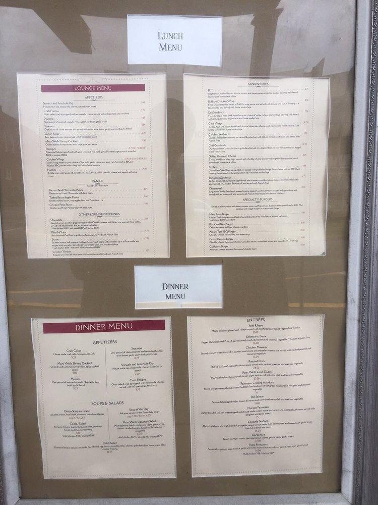 Menu at Mary Wells Dining Room restaurant, Wellsboro