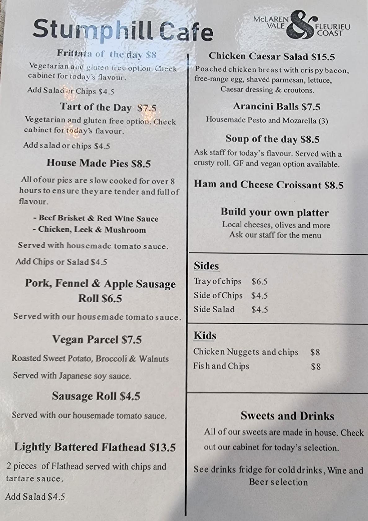 Menu at McLaren Vale and Fleurieu Coast Visitor Centre restaurant ...