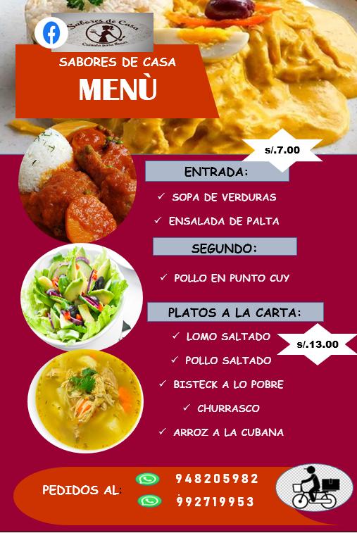 Menu at Sabores de Casa restaurant, Huacho