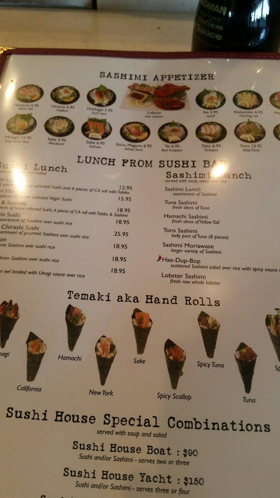Menu at Sushi House restaurant, Alameda