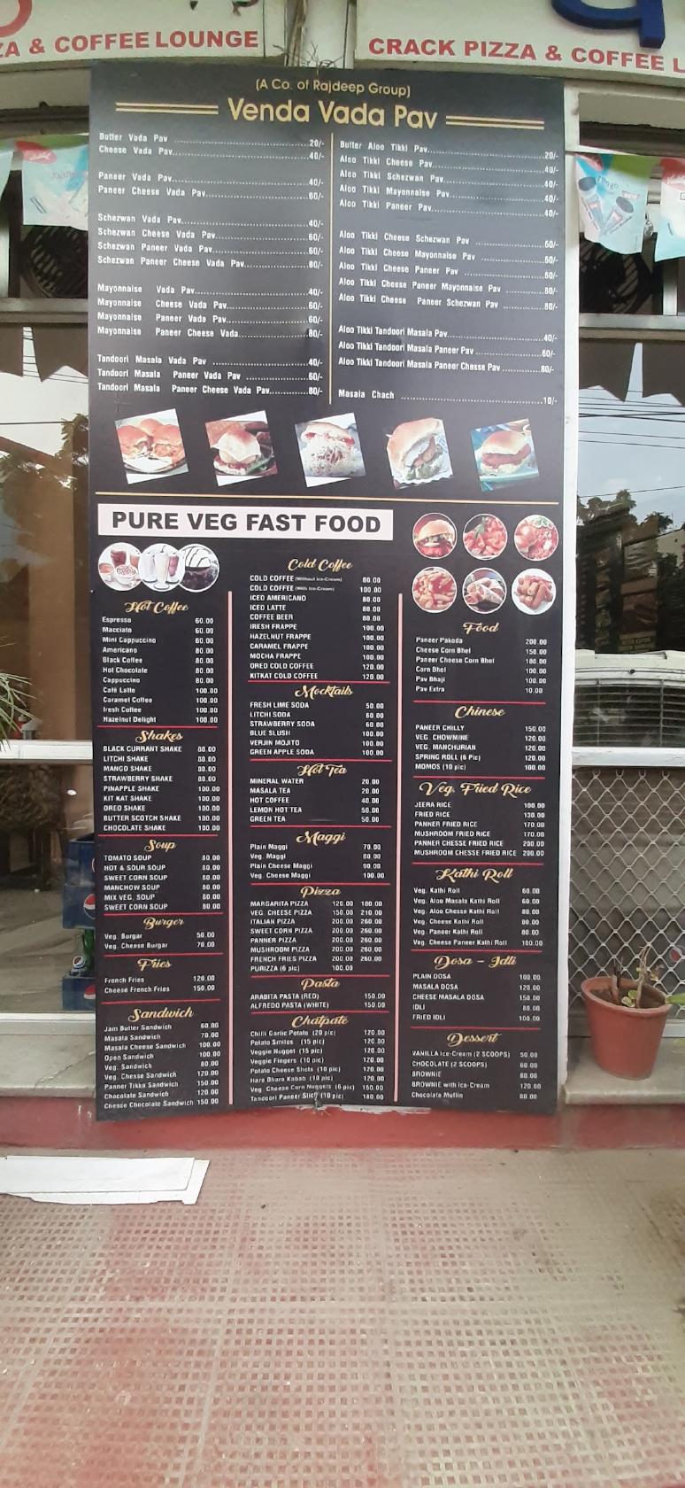 Menu at venda vada pav, Udaipur, Shop No. 2