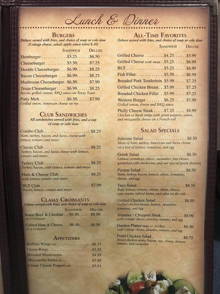Menu at Arcade Cafe, Paxton
