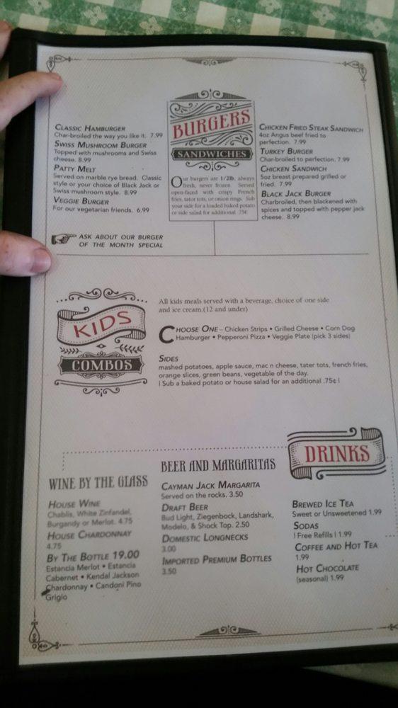 Menu at Blake's Cafe, McQueeney