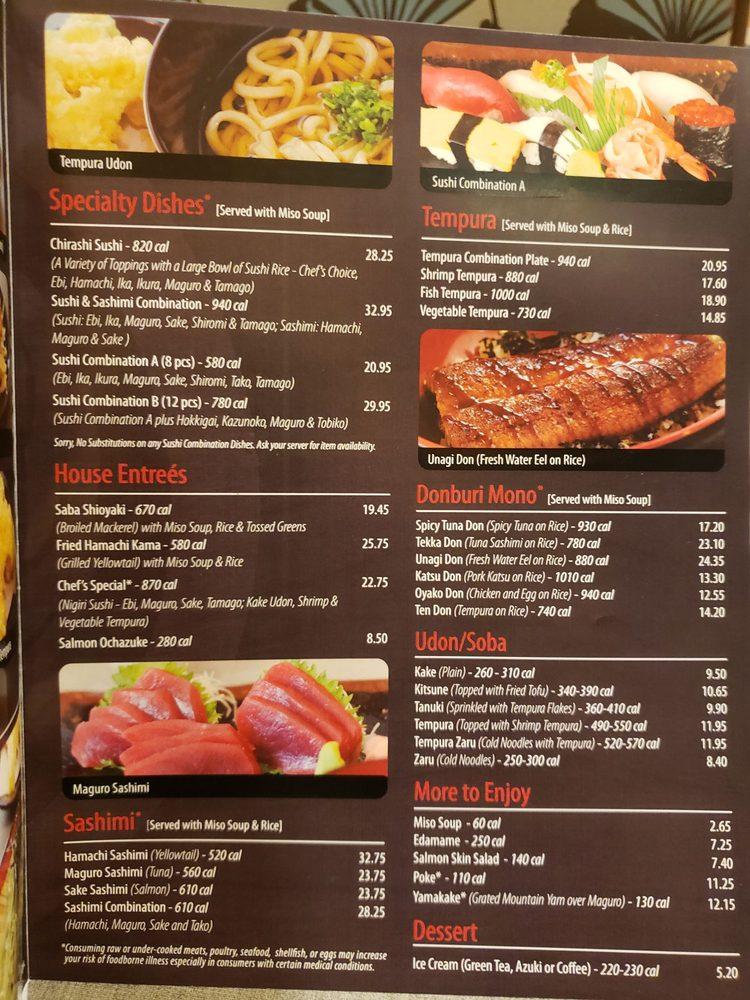 Menu at Kahala Sushi restaurant, Honolulu, Waialae Ave