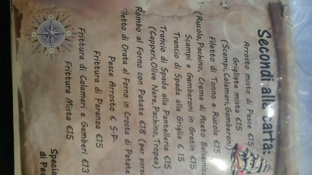 Menu da La Paranza ristorante, Fiumicino, Via del Canale