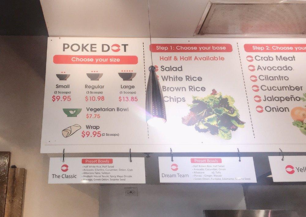 Menu at Poke Dot restaurant, Irvine