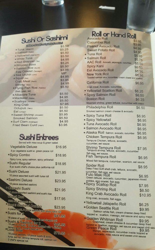 Menu at Shiki Sushi & Grill restaurant, Kennewick