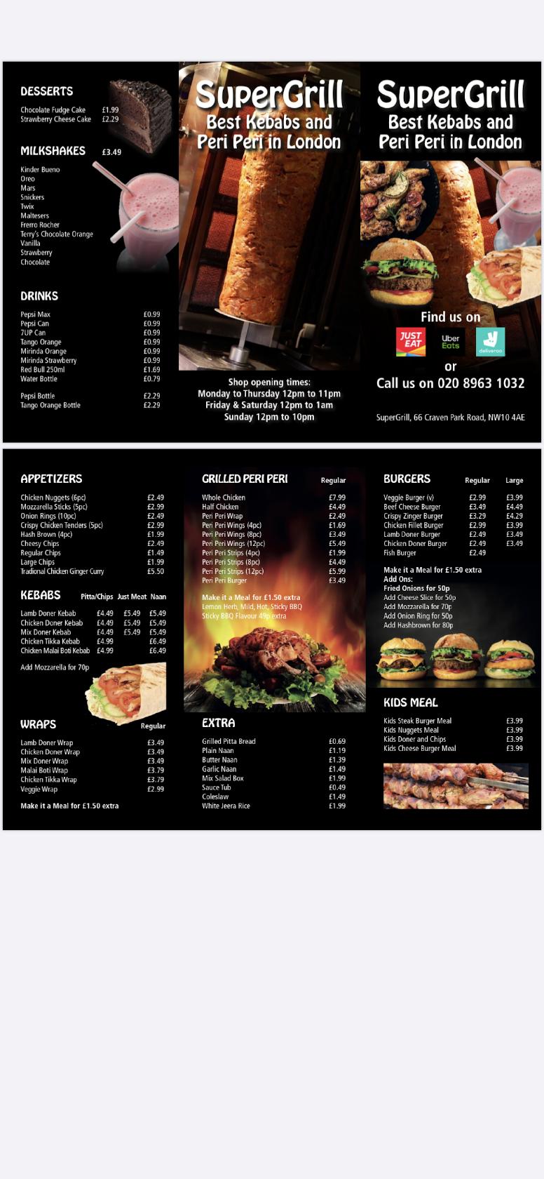 Menu at SuperGrill, London