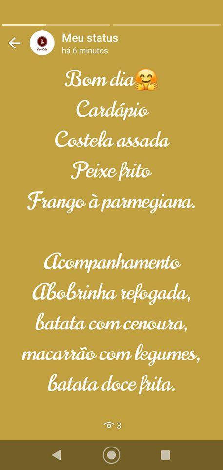 Menu at Copa Cafe, Campinas