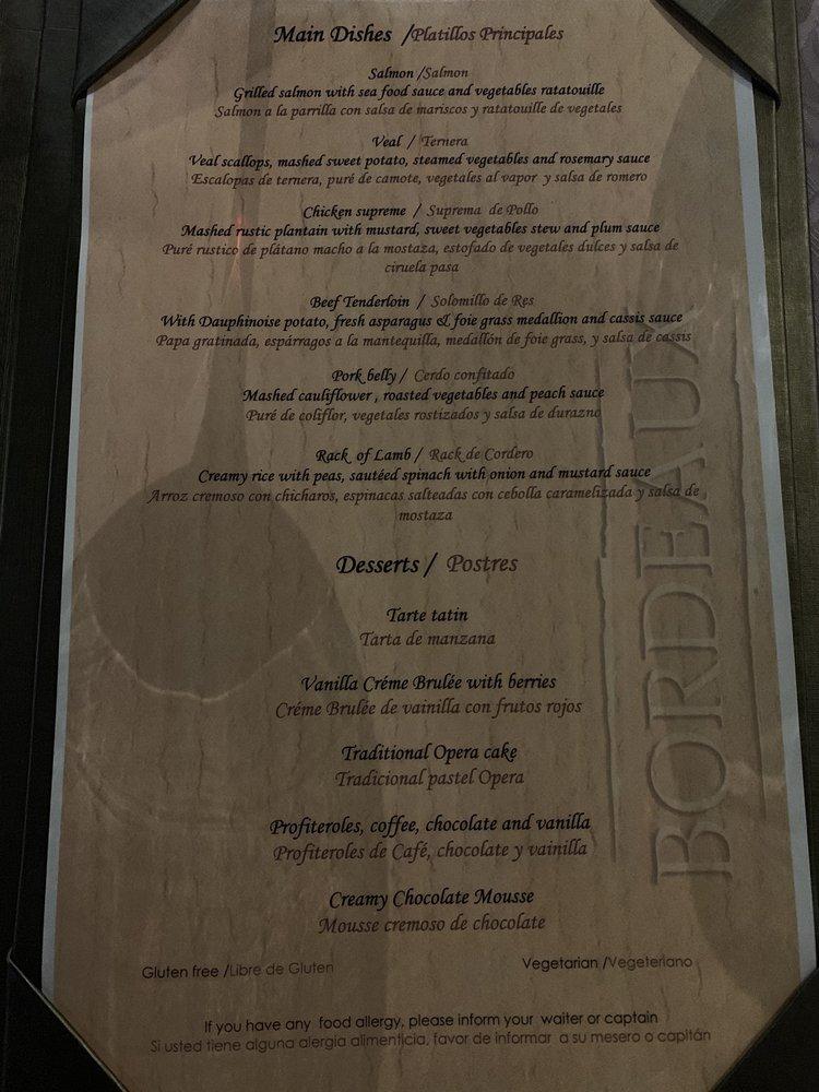 Carta de World Cafe, Cancún, Punta Cancun