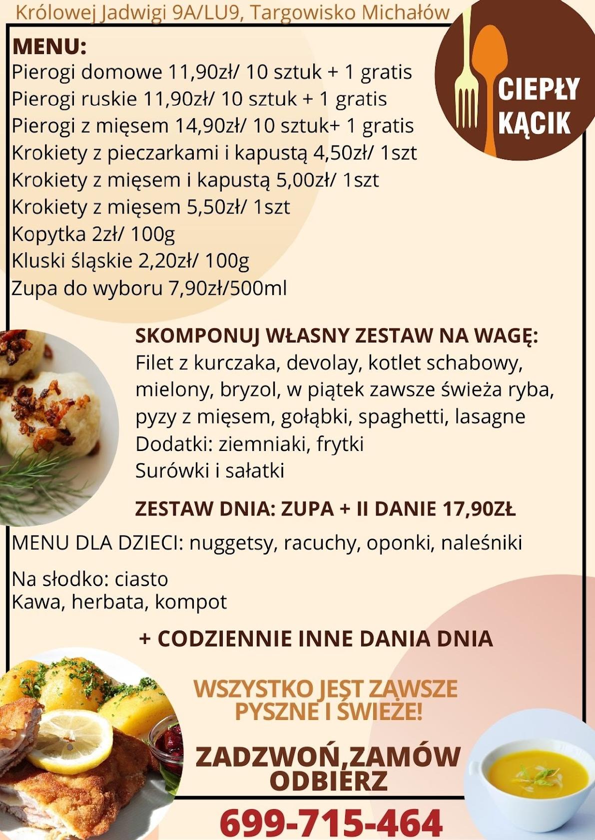 Menu at Ciepły Kącik - Bistro restaurant, Radom