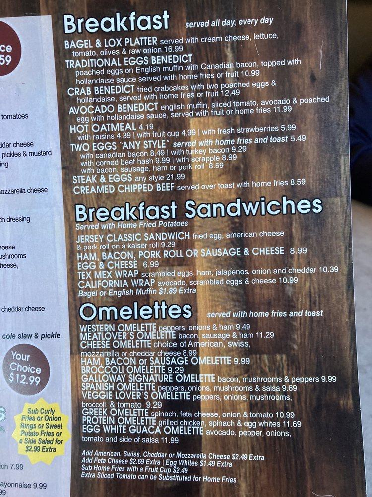Menu at Galloway Casual Dining restaurant, Galloway, 245 W White Horse Pike