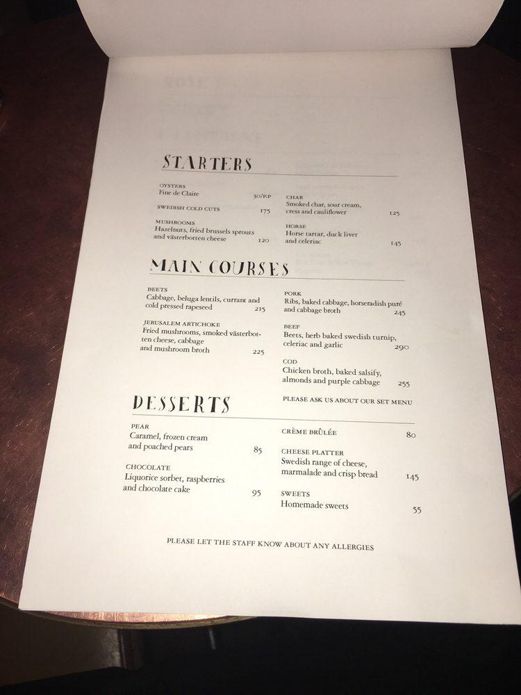 Menu at Häktet pub & bar, Stockholm