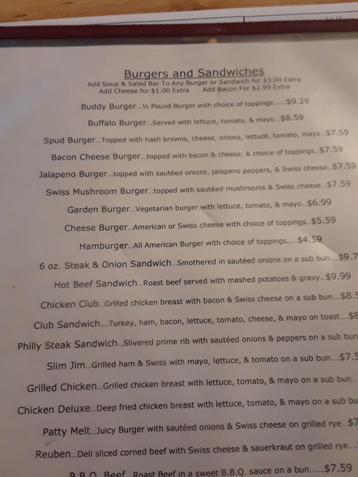 Menu at Teardrop Junction restaurant, Brown City