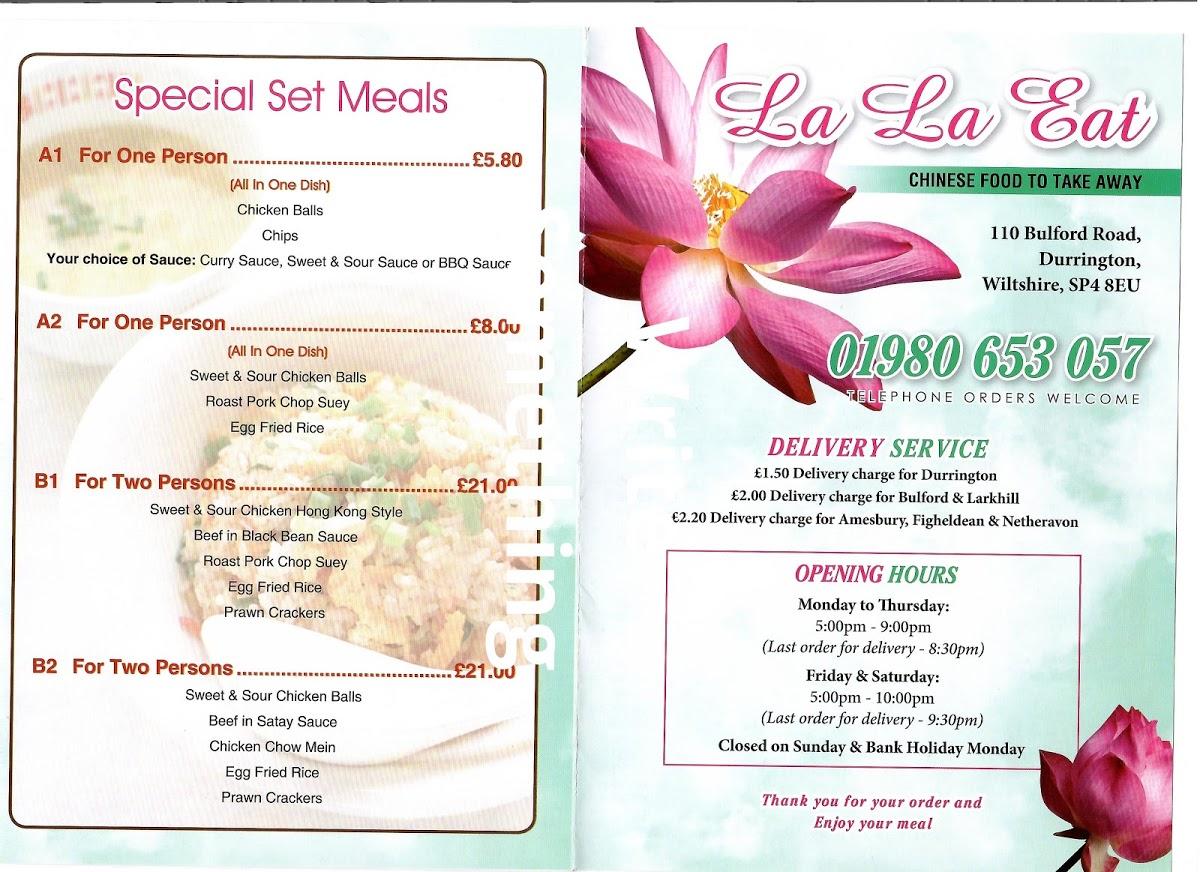 Menu at La La Eat, Amesbury
