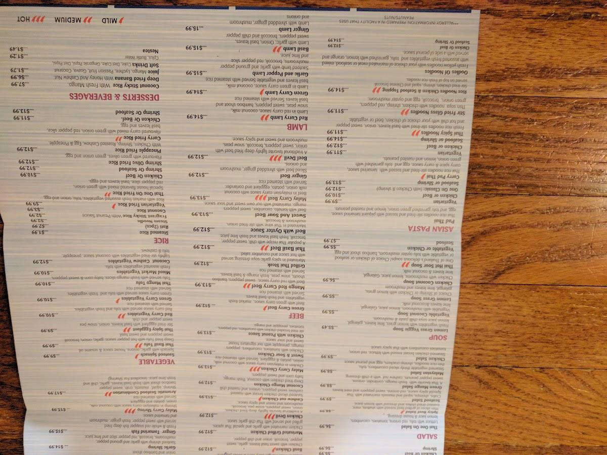 Menu at Thai One On restaurant, Pickering, 570 Kingston Rd