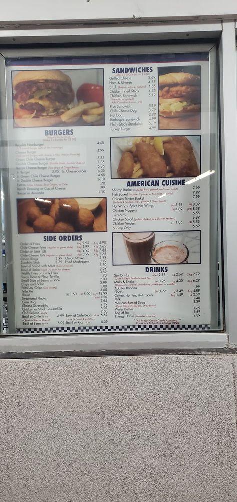 Menu at A & B Drive In restaurant, Truth or Consequences