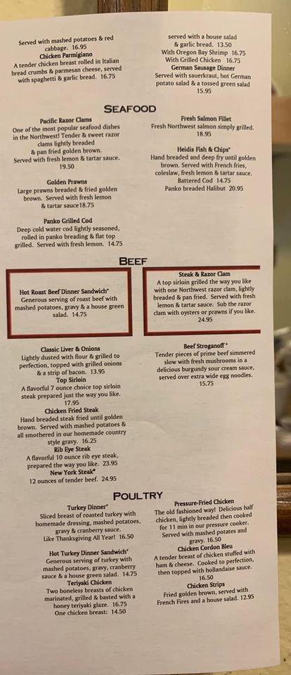 Menu at Heidi's Of Gresham restaurant, Gresham, NE Cleveland Ave