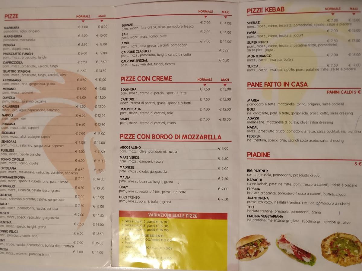 Menu da Pizzeria Kebab Mamma Mia, Trento