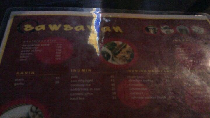 Menu at Sawsawan Restobar, Parañaque