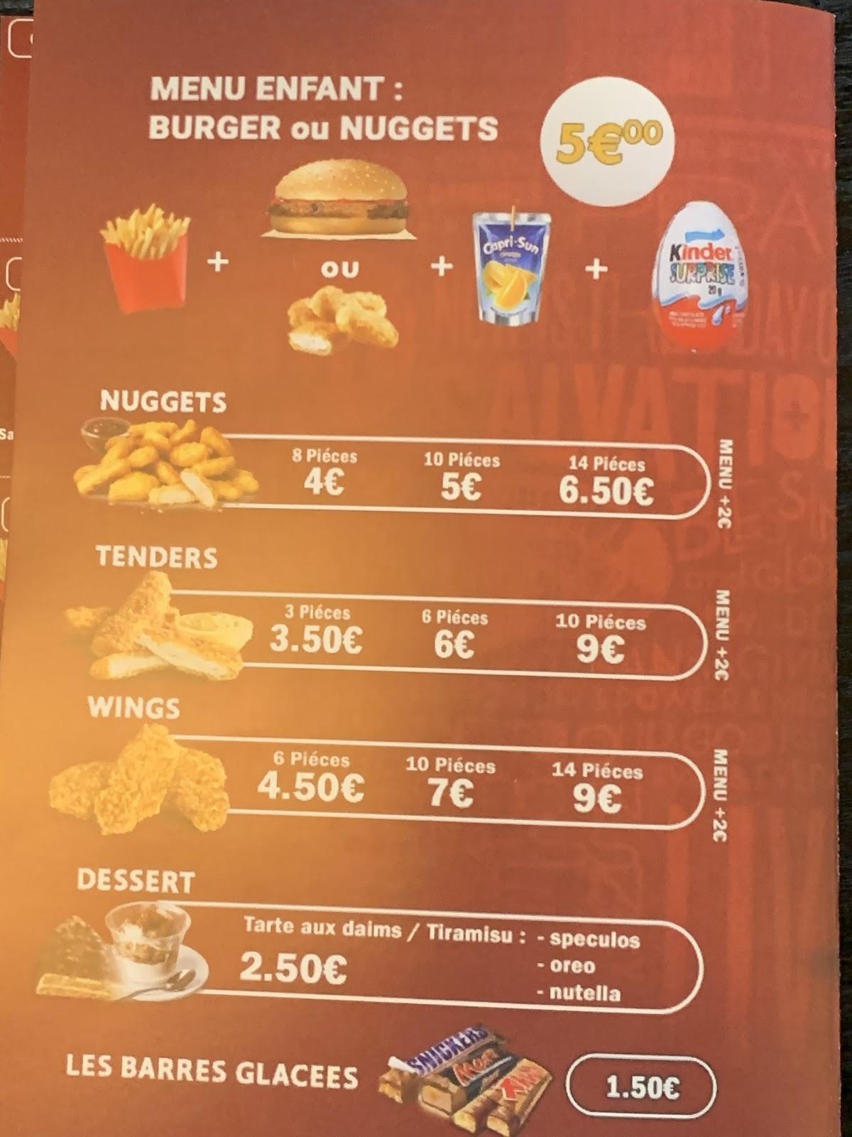 Menu at Best burger restaurant, Saint-Amand-les-Eaux