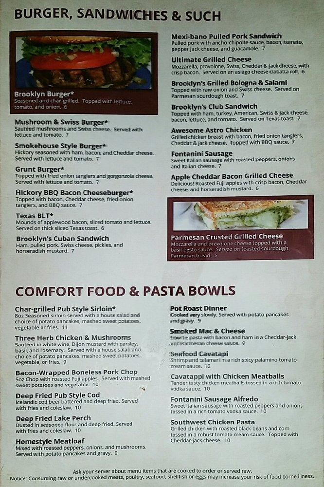 Menu at Brooklyn's pub & bar, Wyandotte