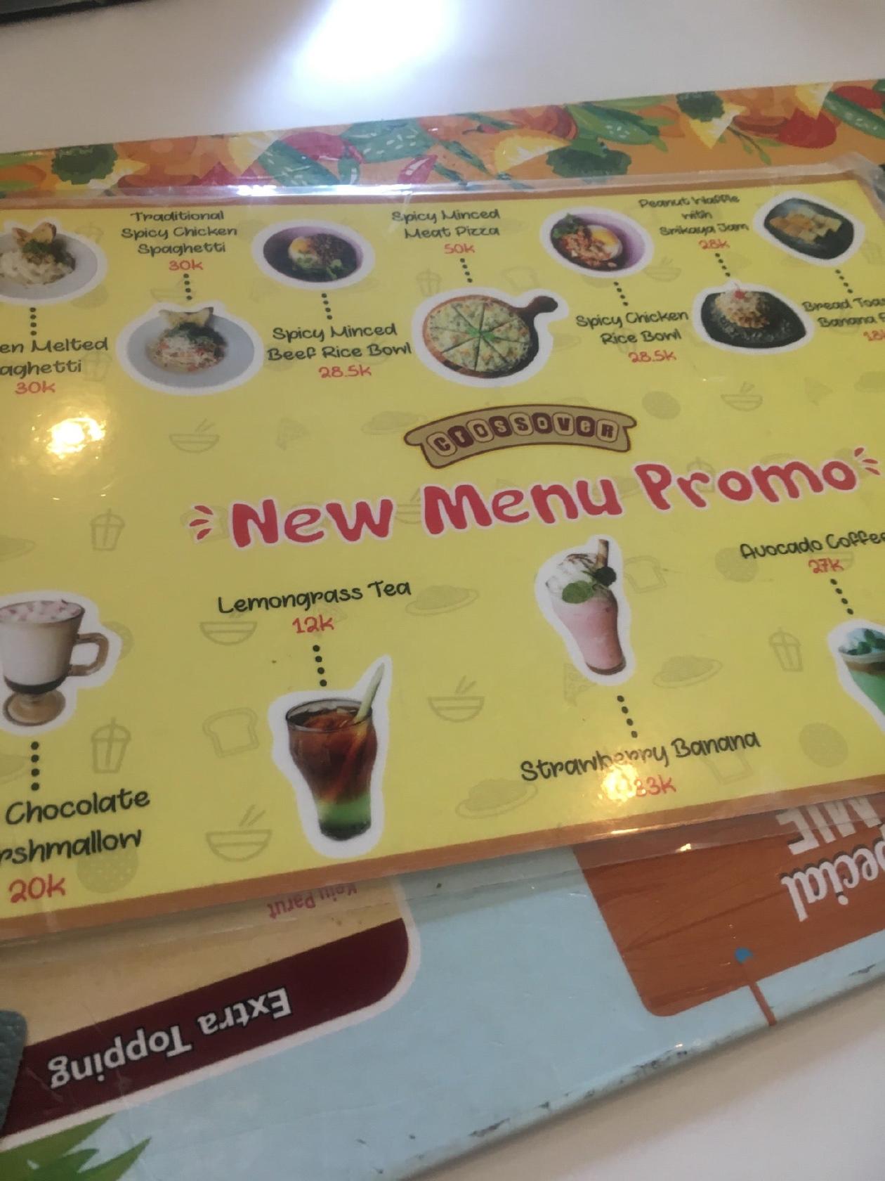 Menu at Crossover cafe, Bogor