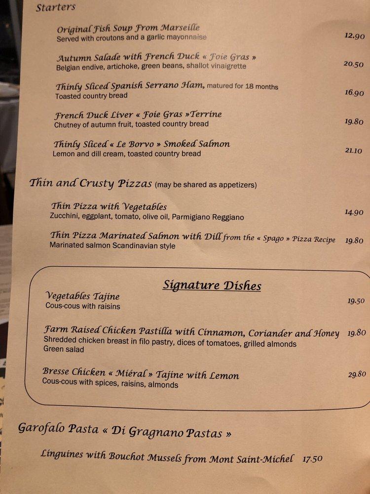 Menu at Le Sud restaurant, Lyon