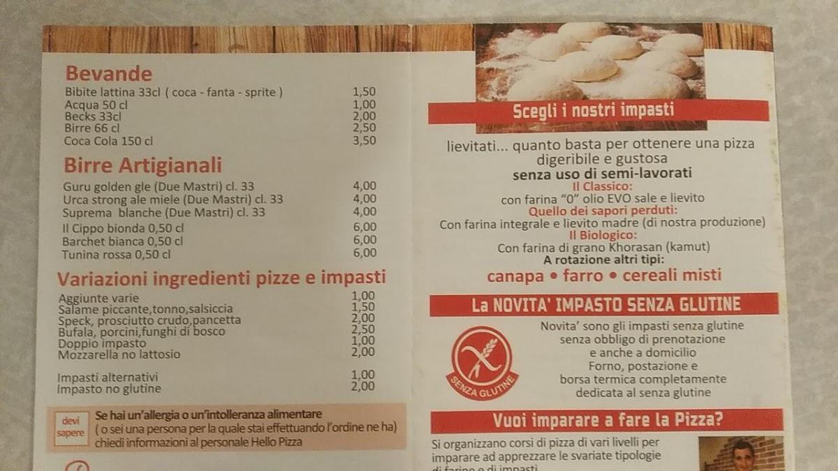 Menu au Pizzeria Hello Pizza, Cesena
