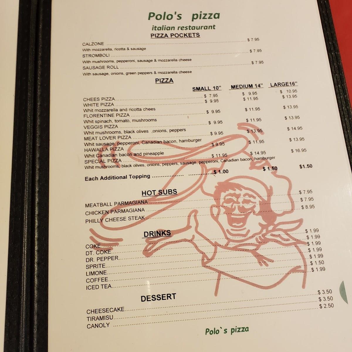 Menu at Polo's Pizza pizzeria, Hubbard