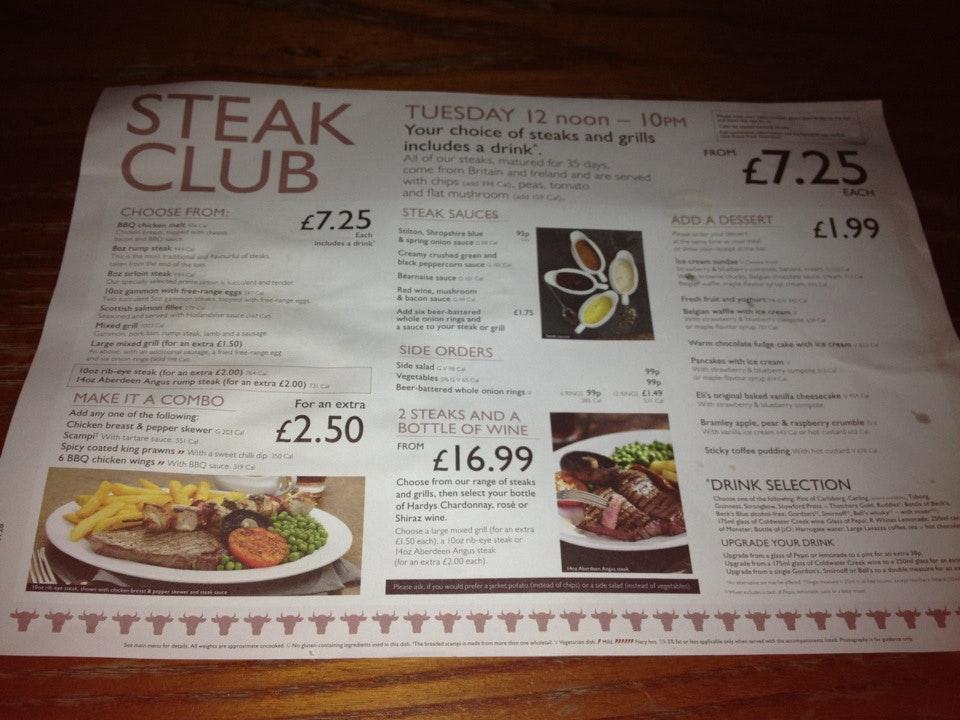 Menu at The Lord Rosebery - JD Wetherspoon pub & bar, Scarborough, 85 ...