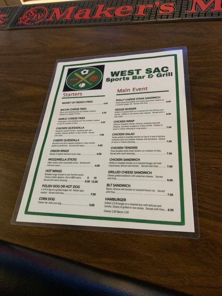 Carta de West Sac Sports Bar & Grill, West Sacramento