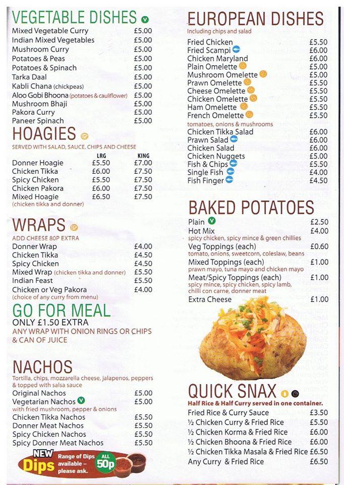 Menu at BBQ Hut, Coatbridge