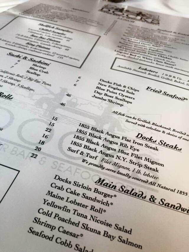 Menu at Docks Oyster Bar NYC, West New York, 633 3rd Ave