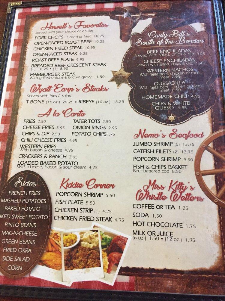 Menu at Howell's Western Cafe, Springtown, 401 W Hwy 199