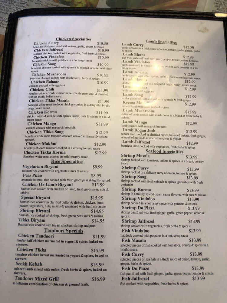 Menu at Kashmir Indian Restaurant, Louisville, Bardstown Rd