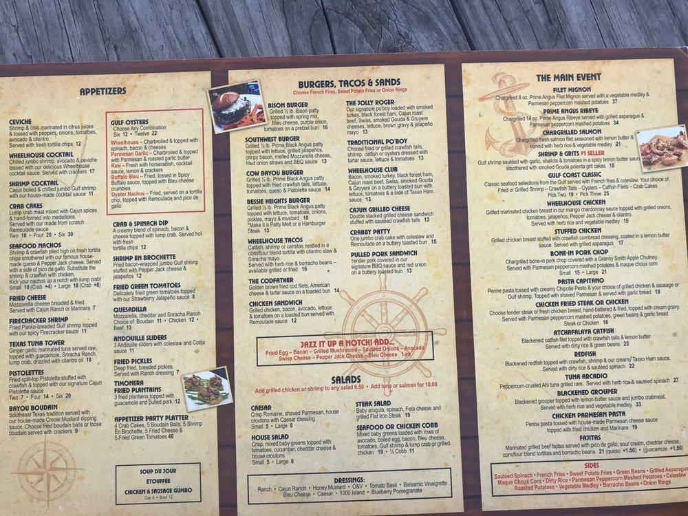 Menu at Neches River Wheelhouse restaurant, Port Neches