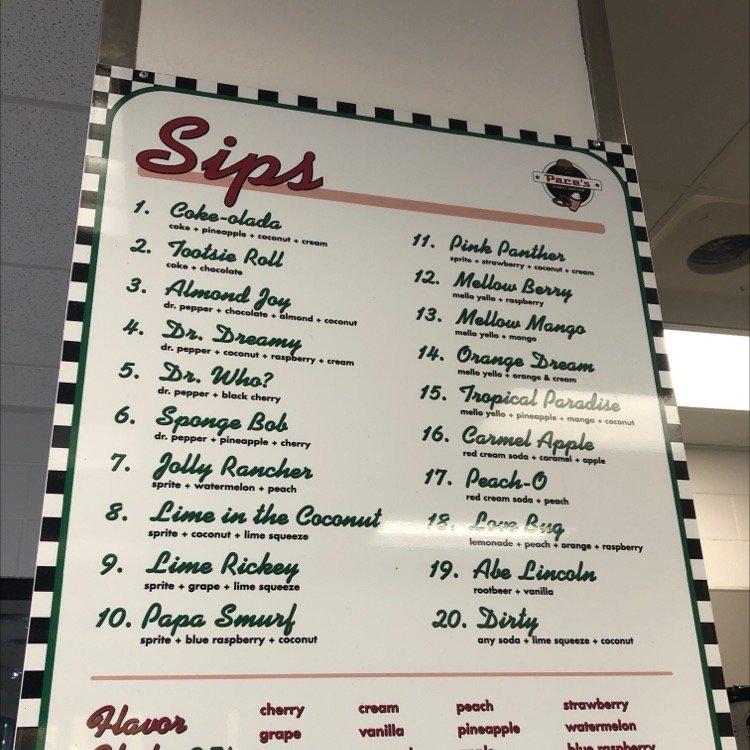 Menu at Paces, Clearfield