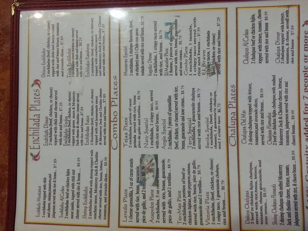 Menu at Pinto Bean restaurant, Victoria