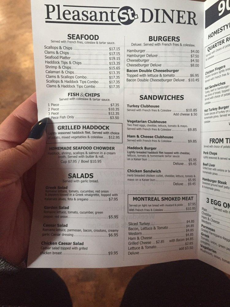 Menu at Pleasant Street Diner restaurant, Dartmouth